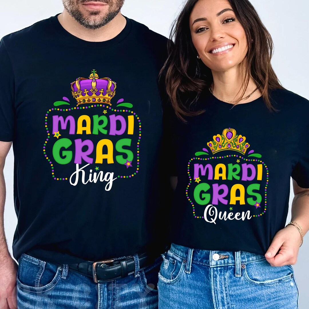 Matching Mardi Gras Queen Mardi Gras King Shirts, Couples Mardi Gras ...