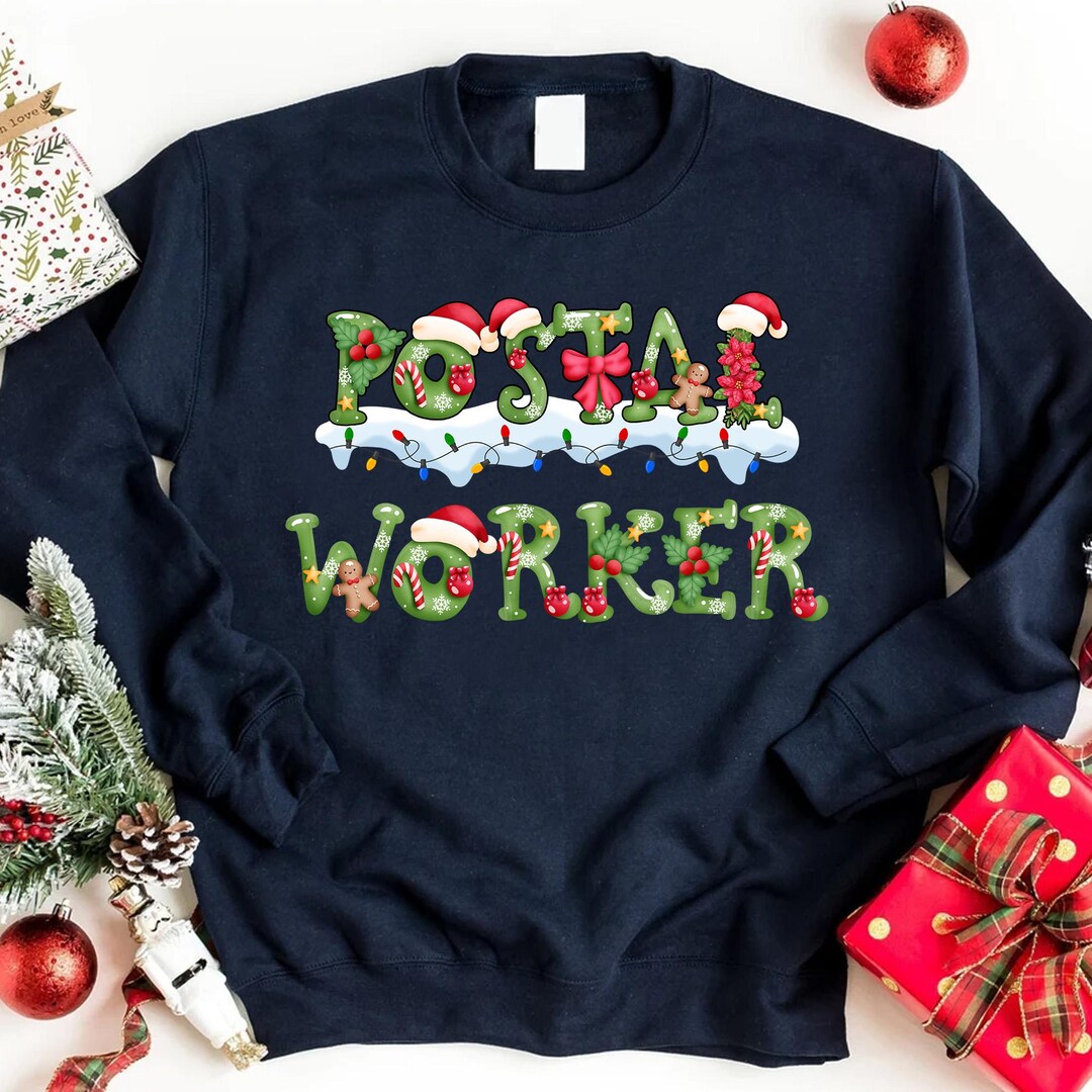 Christmas Postal Worker Shirt, Cute Postal Worker Xmas Shirt, Mail Lady ...