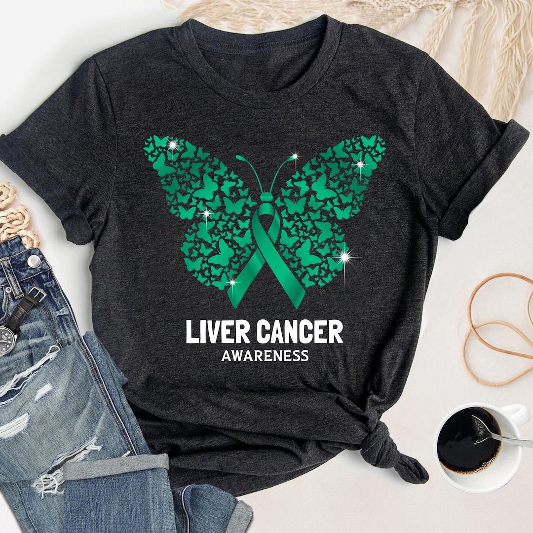 Liver Cancer Awareness Shirt, Liver Cancer Warrior Shirt, Green Ribbon ...