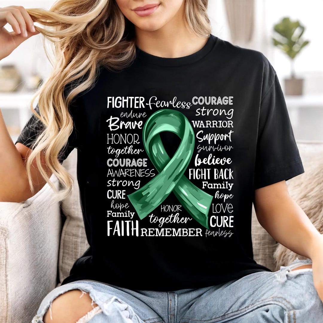 Liver Cancer Shirt, Green Ribbon Awareness Tee, Team Liver Cancer ...