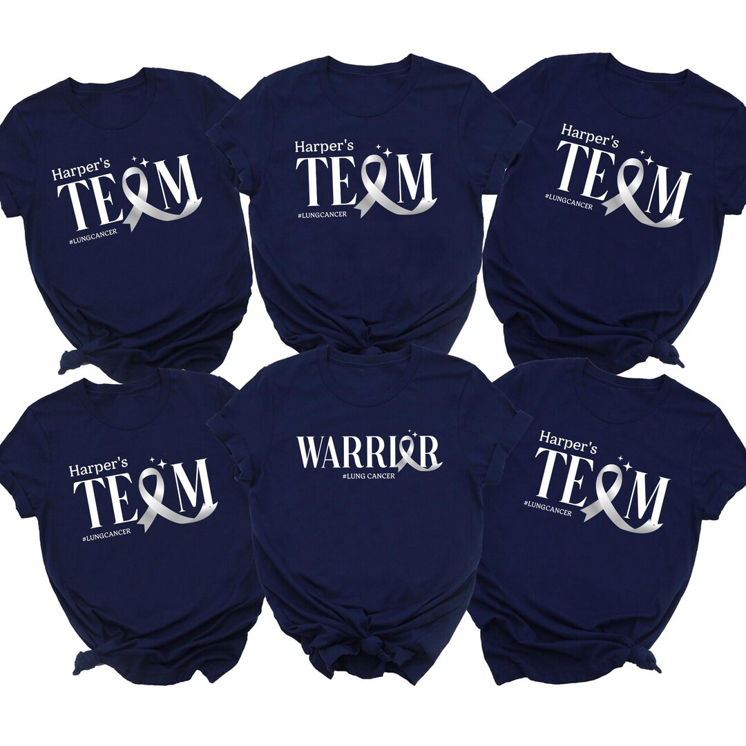 Lung Cancer Team Shirts, Matching Family Support Squad Tees, White ...