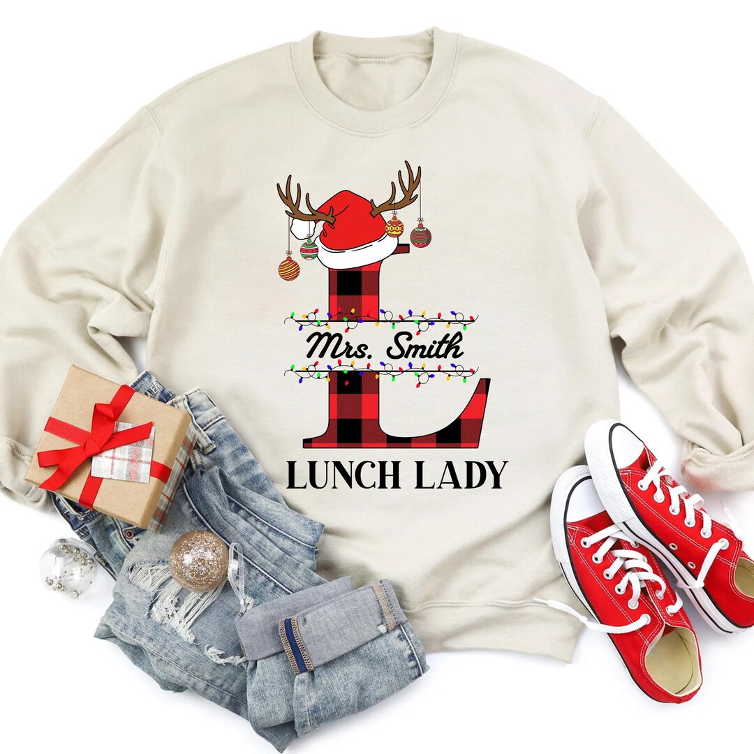 Personalized Lunch Lady Name Christmas Shirt, Christmas Lunch Lady Gift, Xmas Lunch Lady Shirt ...