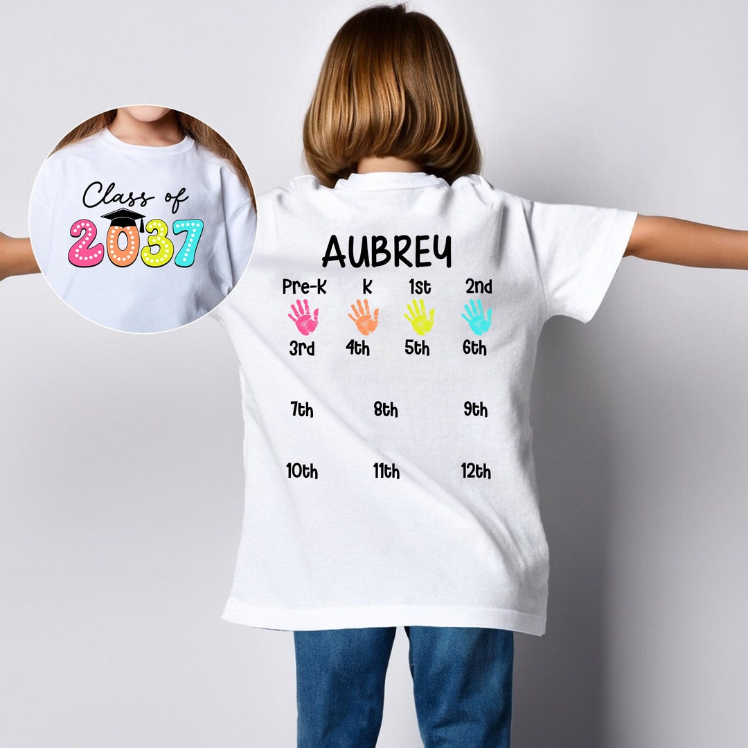 Class of 2037 Handprint Shirt, Any Year Grow With Me Shirt, Kids Shirt ...