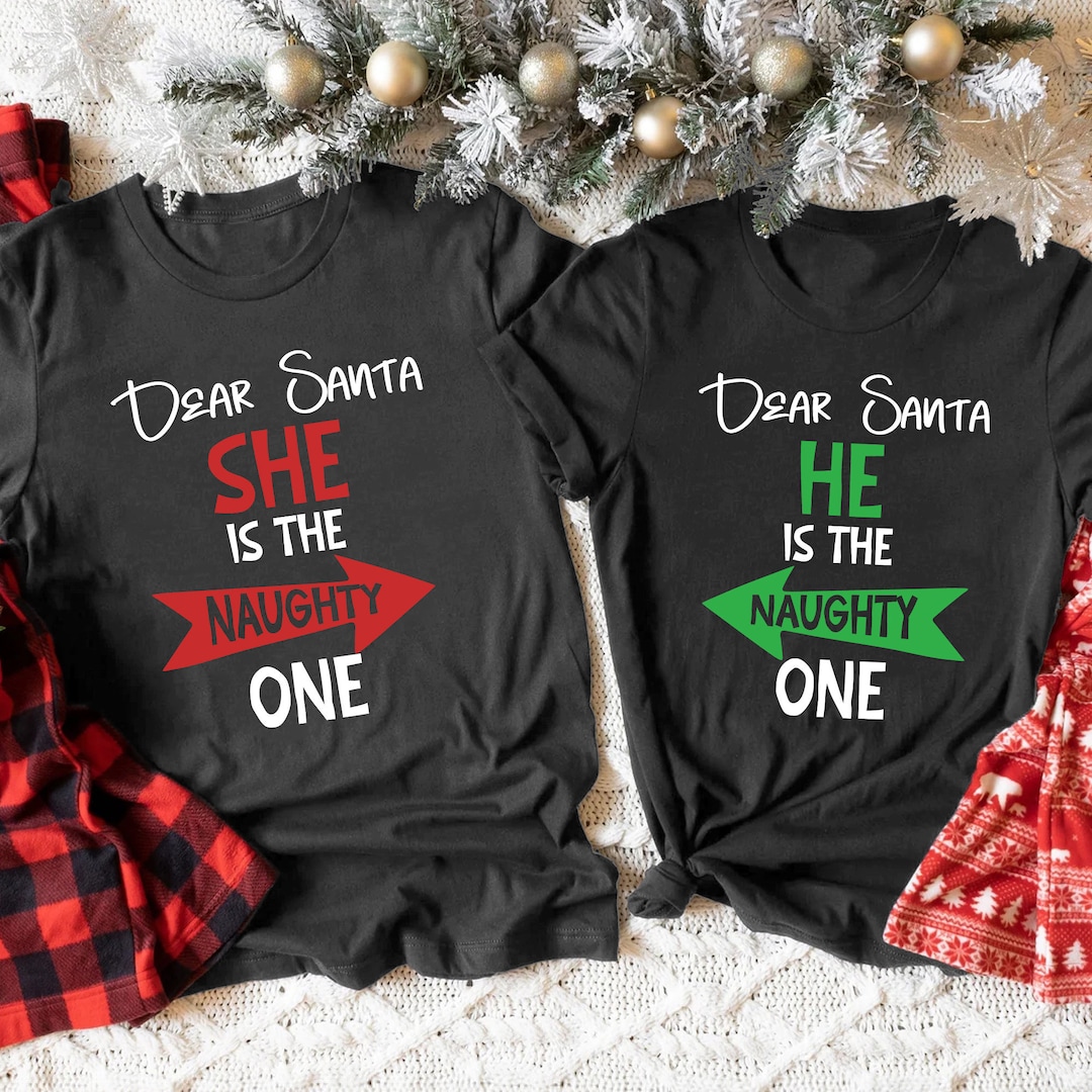 Dear Santa Funny Christmas Couple Shirts, Cute Matching Shirt for ...