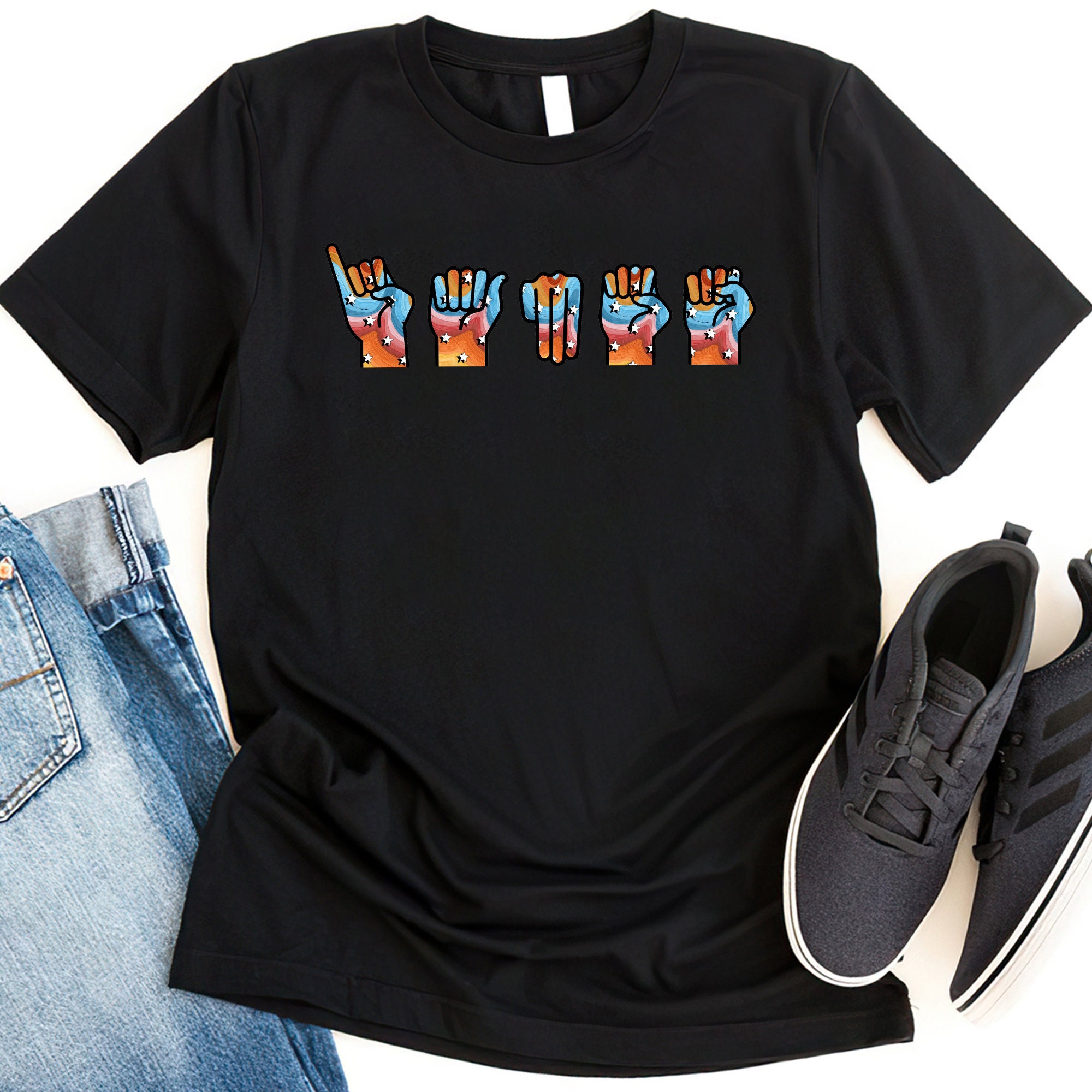 Aesthetic Star Custom ASL Shirt Sign Language T Shirt - Etsy UK