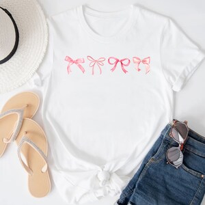 Cute Pink Bow Tee Shirt, Pink Bow Sweatshirt, Womens Tshirt, Womens ...