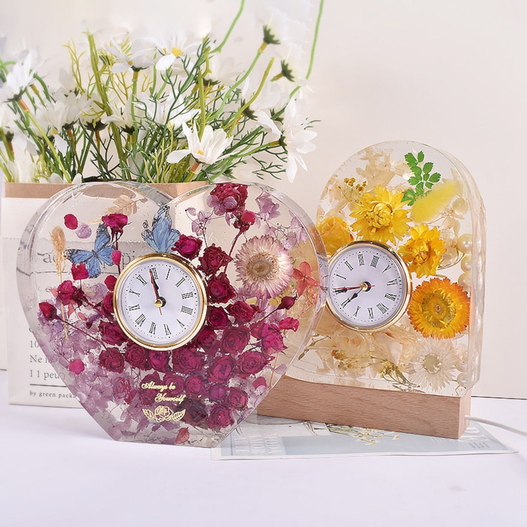Desk Clocks Silicone Molds for Resin,heart Shape Table Clock Resin ...