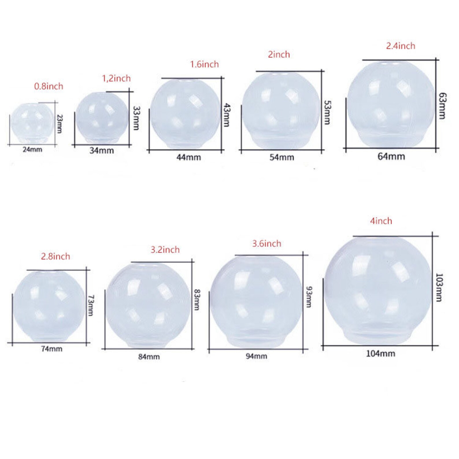 9 Size Clear Large 3D Seamless Sphere Silicone Molds for Resin | Etsy