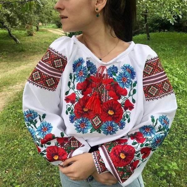 Embroidered Blouses Women - Etsy