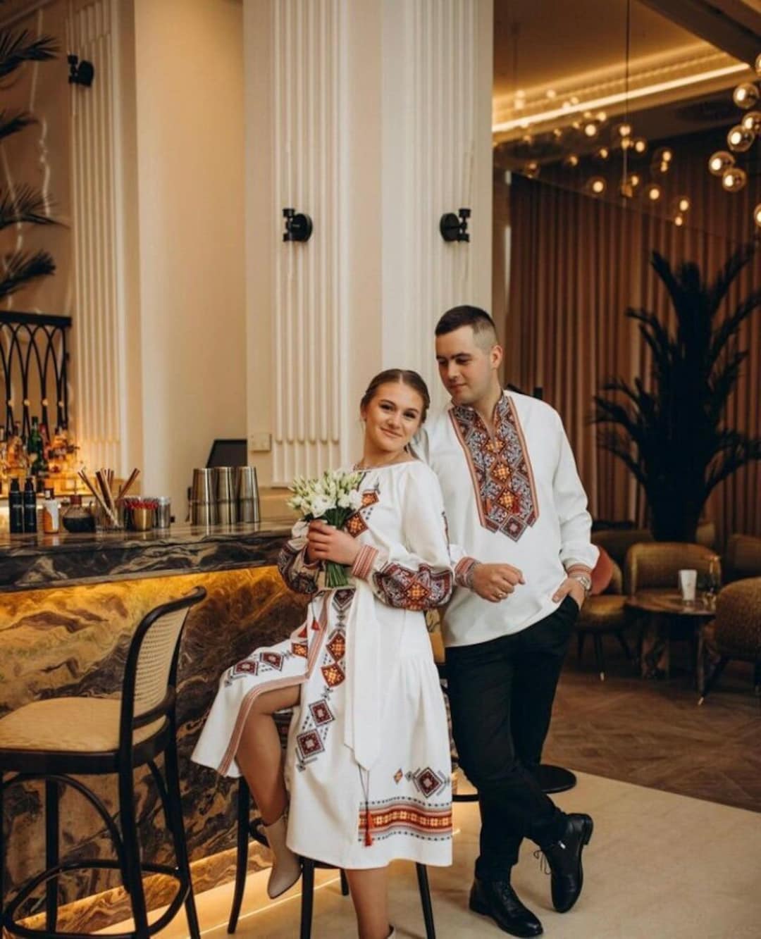 Ukrainian Wedding Set Geometric Dress Embroidered Popular Dress Caftan ...