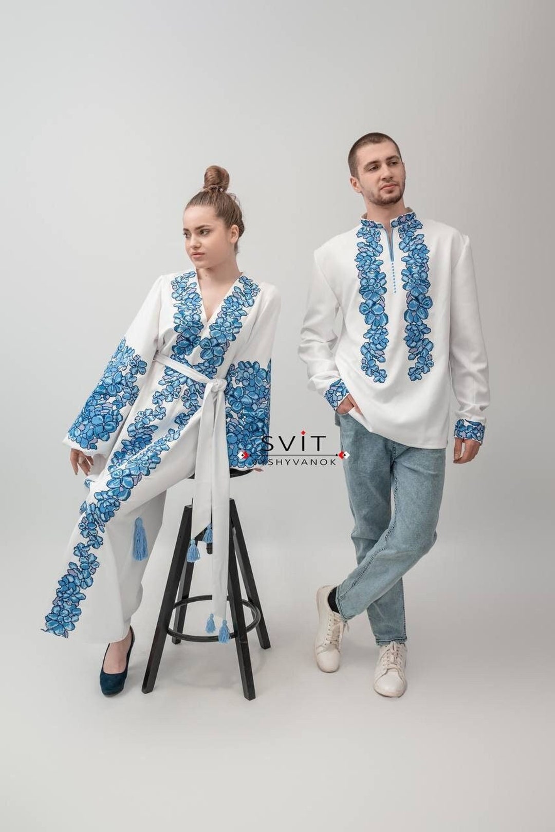 Ukrainian Wedding Set Flower Dress Embroidered Exclusive Dress Caftan ...