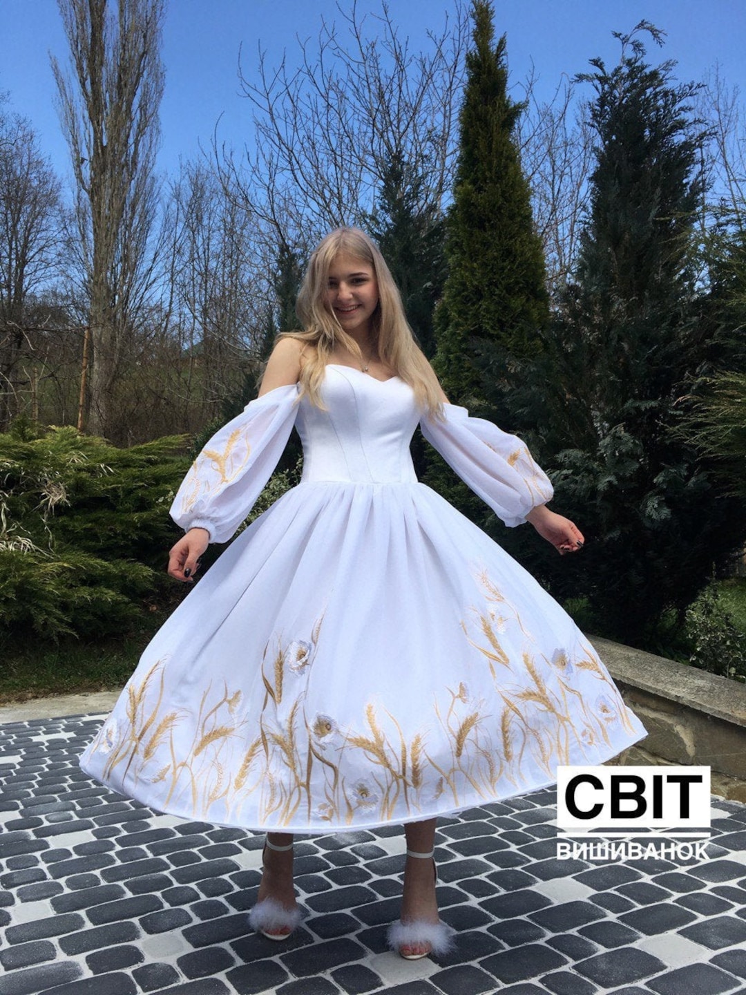 Boho Ukrainian Dress "golden Ears" Embroidered Dress Chic Nationale ...