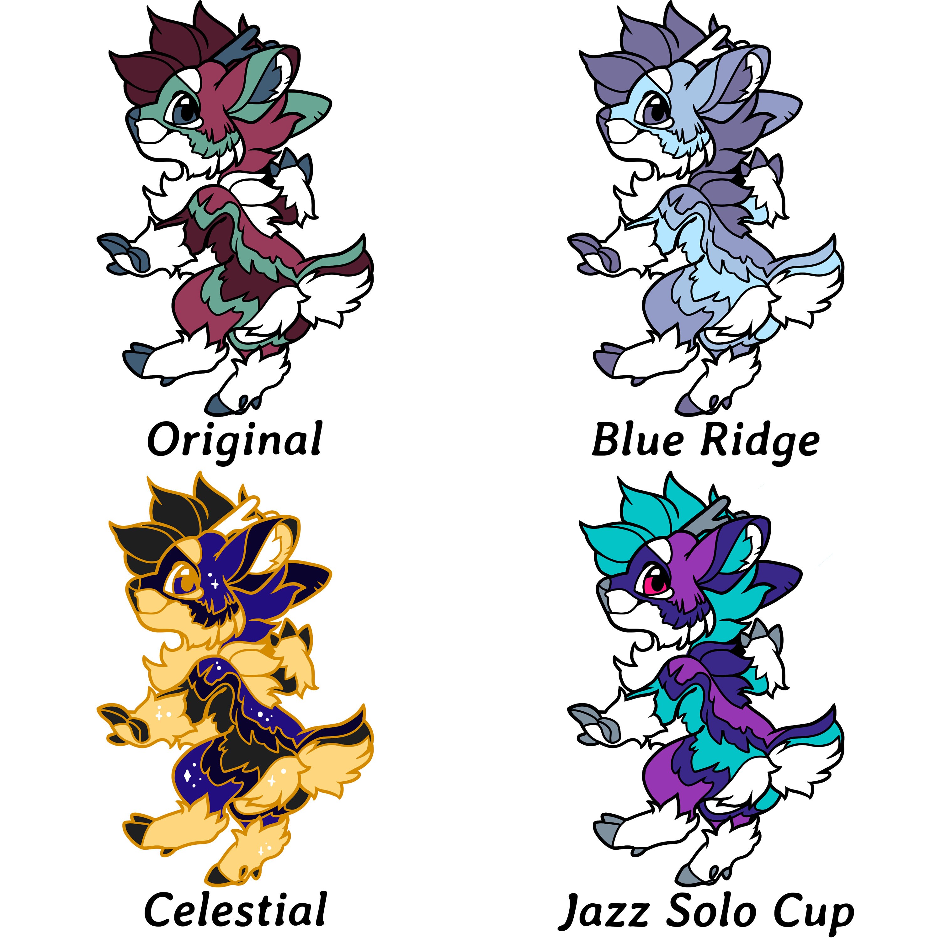 Laetus the Deer Fursona Pin: A Gorgeous Multi-colored Cervidae | Etsy