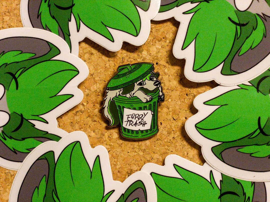 Furry Trash Enamel Pin: Recycling Bin Funny Pin With Glow in the Dark ...