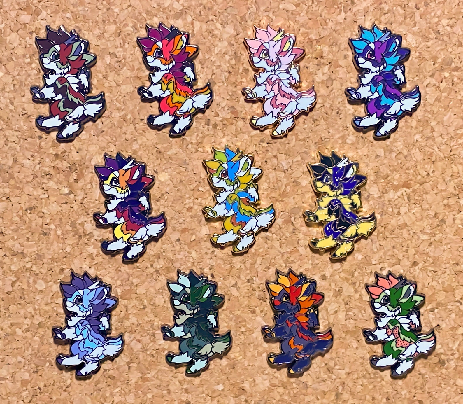 Laetus the Deer Fursona Pin: A Gorgeous Multi-colored Cervidae - Etsy