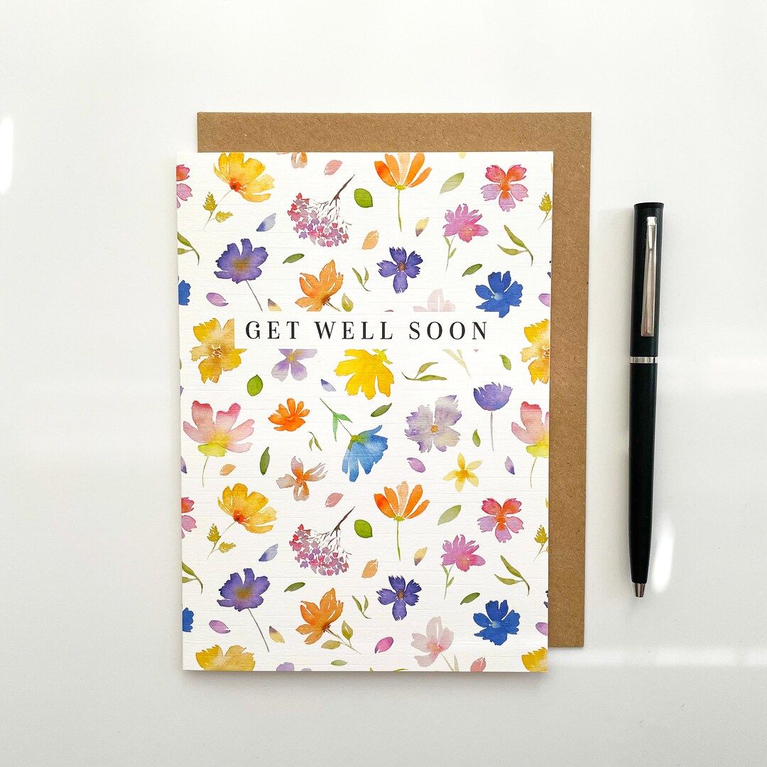 Get Well Soon Card, Get Better Soon Card, Sympathy Card, Floral ...