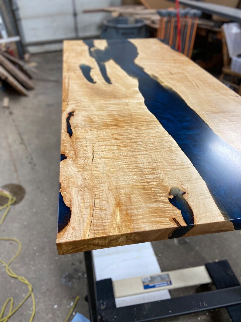 Custom Made Office Desk Epoxy River Desk Waterfall Desk With - Etsy