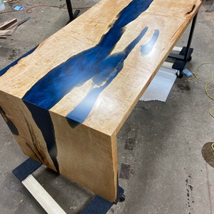 Custom Made Office Desk Epoxy River Desk Waterfall Desk With Epoxy ...