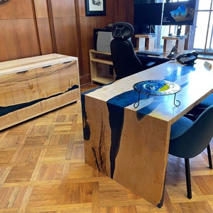 Custom Made Office Desk Epoxy River Desk Waterfall Desk With Epoxy ...
