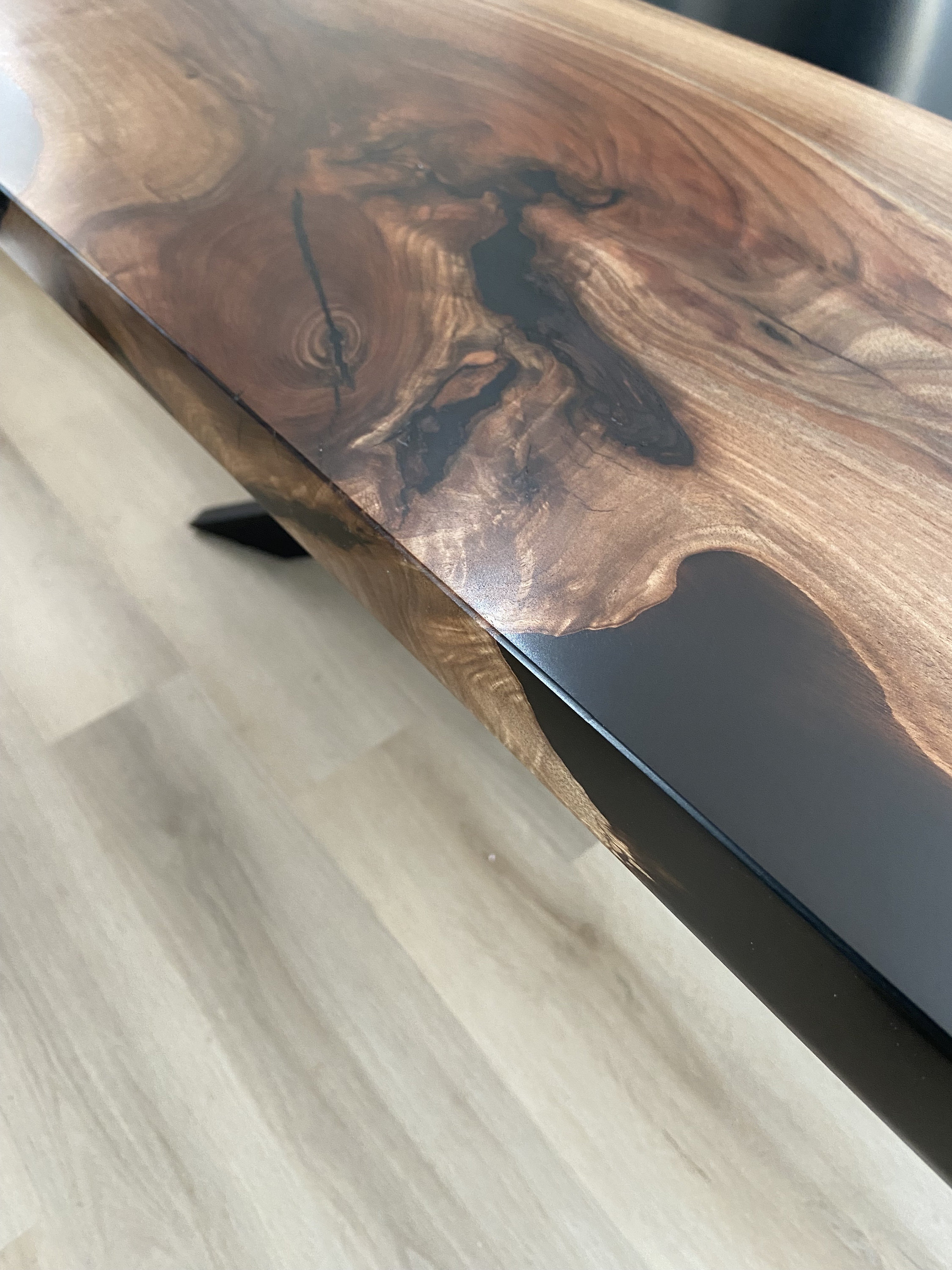 Black Walnut River Dining Table Black Epoxy Steel Legs - Etsy