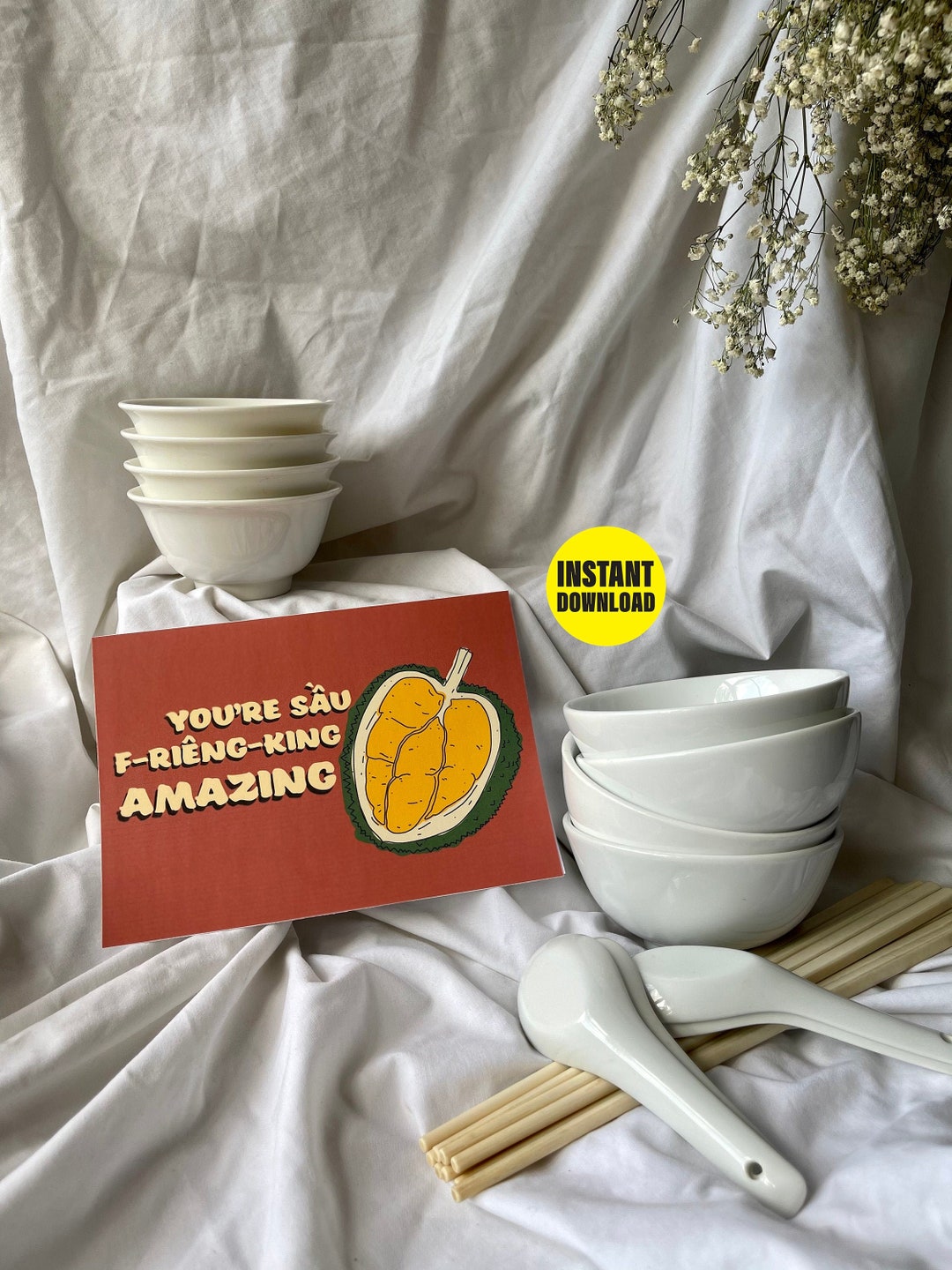 Funny Durian Pun Greeting Card: Vietnamese Humor (digital Download) - Etsy