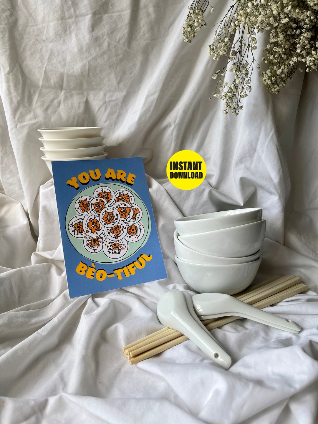 Funny Vietnamese Pun Greeting Card: You Are Bèo-tiful (digital Download ...