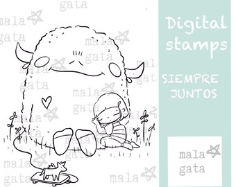 Cat Digital Stamp | Etsy