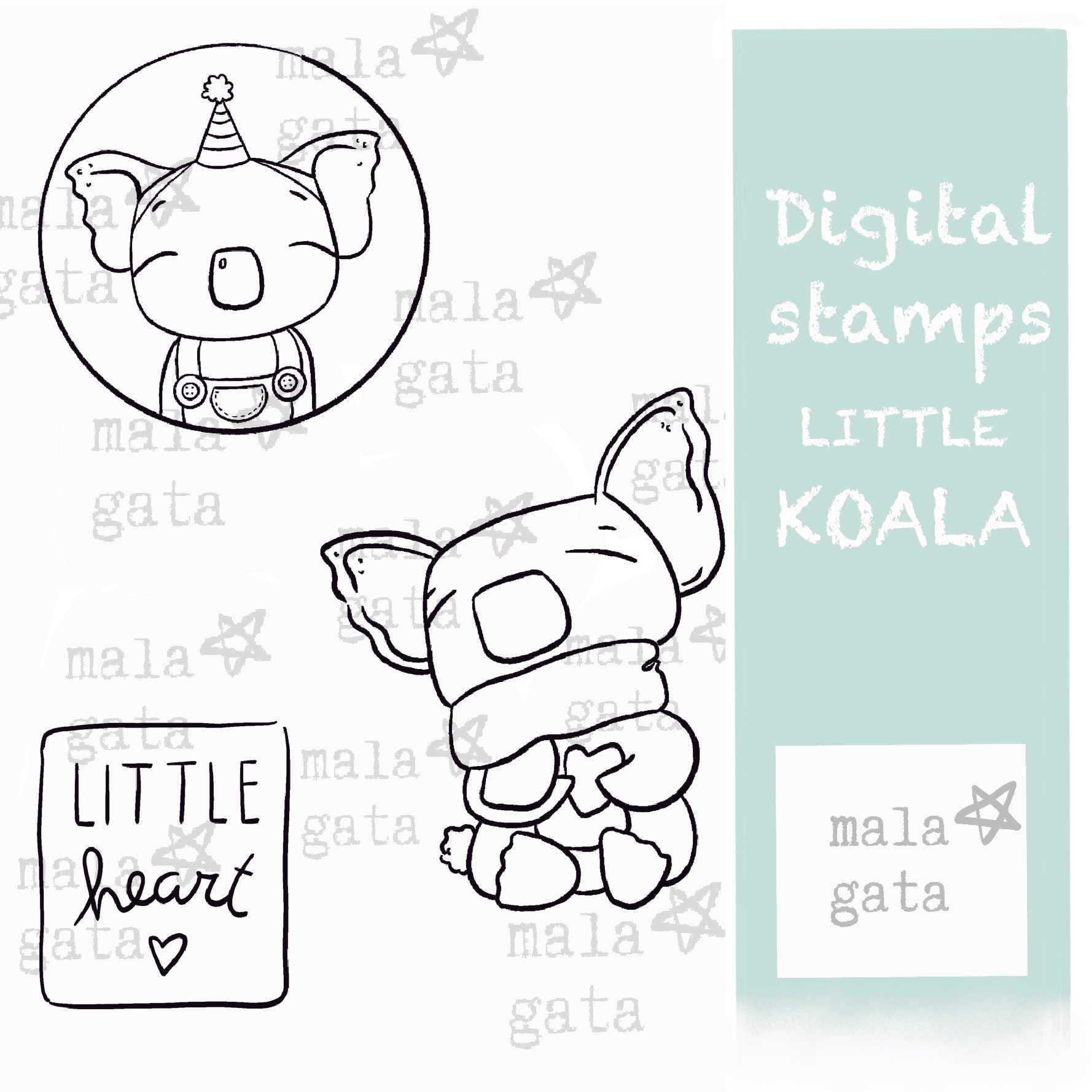 Digital Seal little Koala. Digi Stamp Little - Etsy