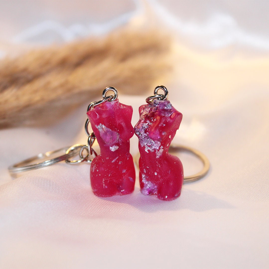 Pink With Silver Sparkles Body Keychain Handmade Gifts Gifts for Her ...