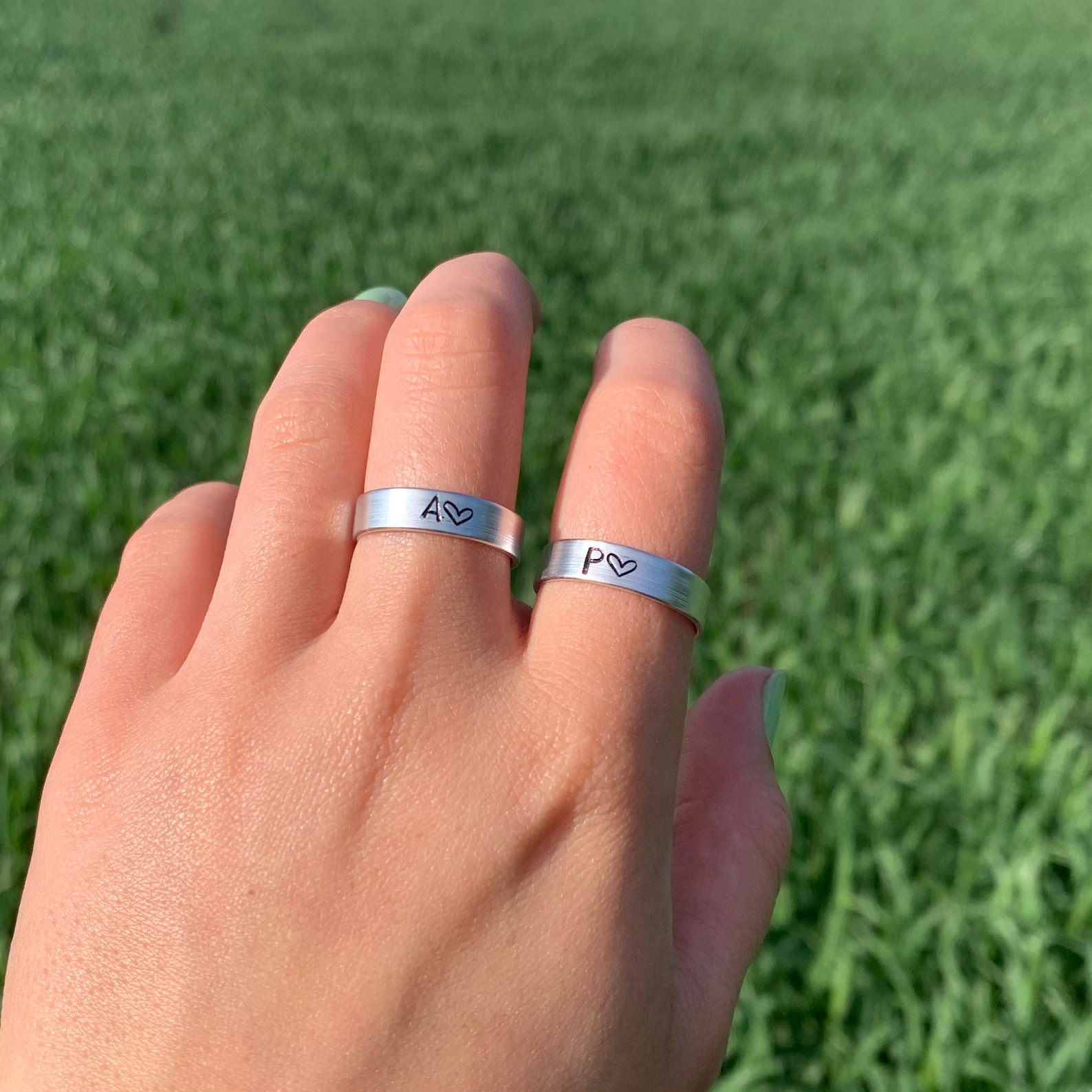 One Custom Initial Couples Heart Ring in Gold or Silver - Etsy