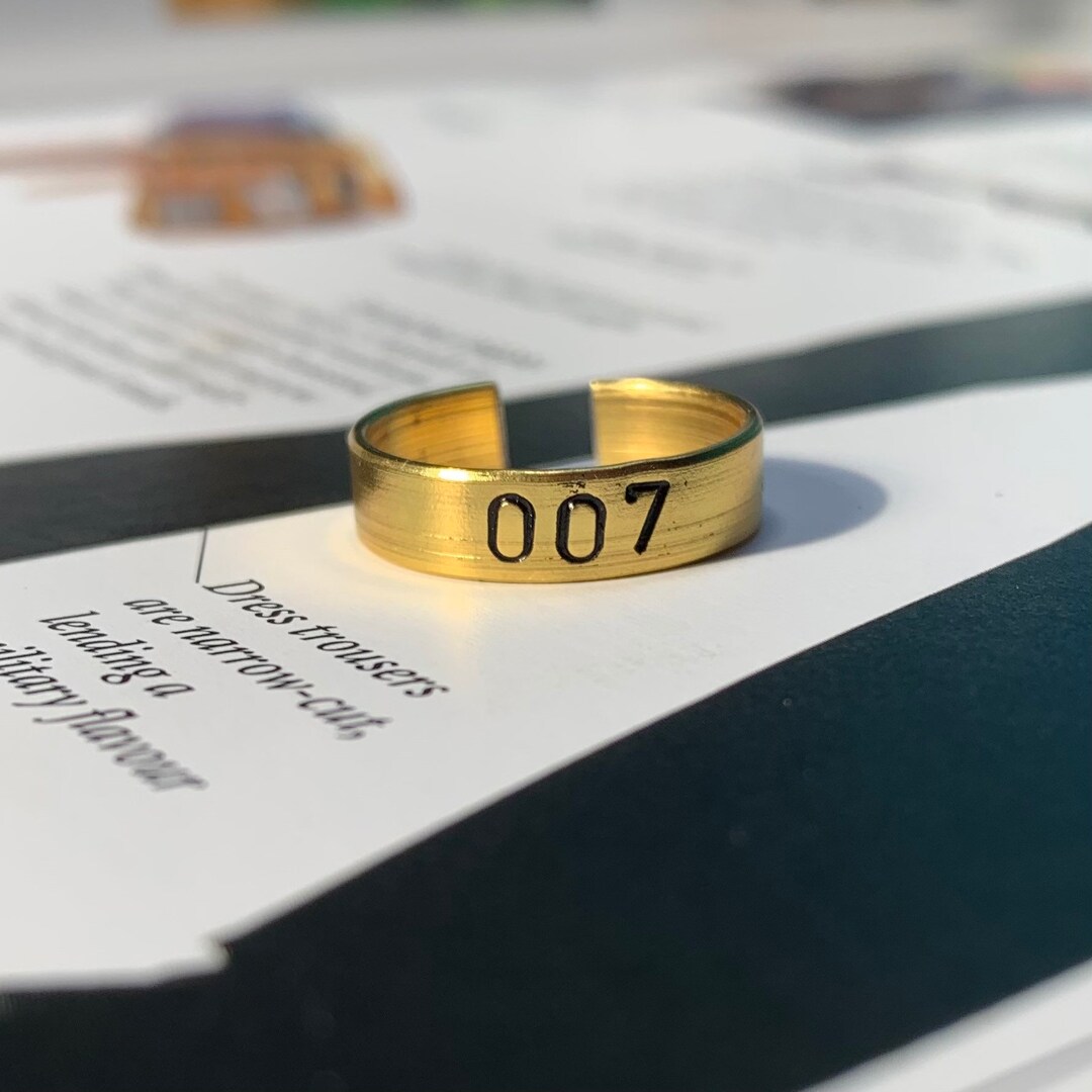 Silver or Gold 007 James Bond Ring - Etsy