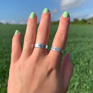 One Custom Initial Couples Heart Ring in Gold or Silver - Etsy