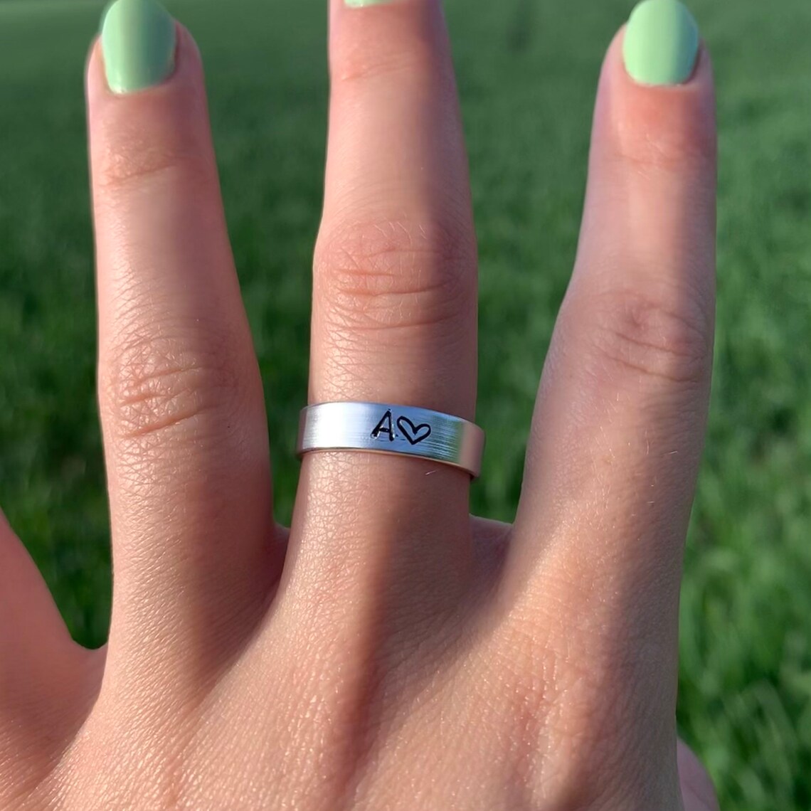 One Custom Initial Couples Heart Ring in Gold or Silver - Etsy