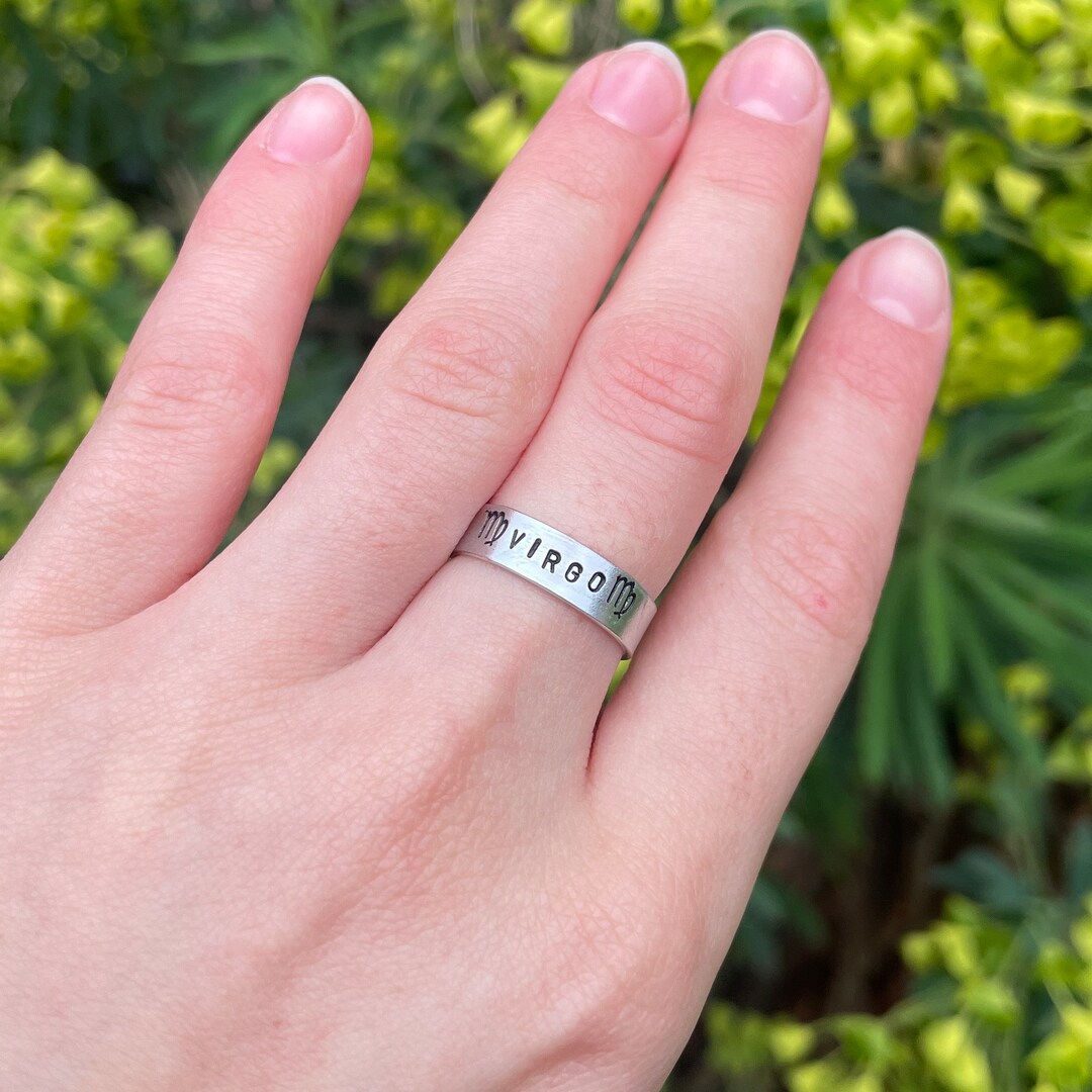 Personalised Zodiac Sign Rings in Gold or Silver - Etsy