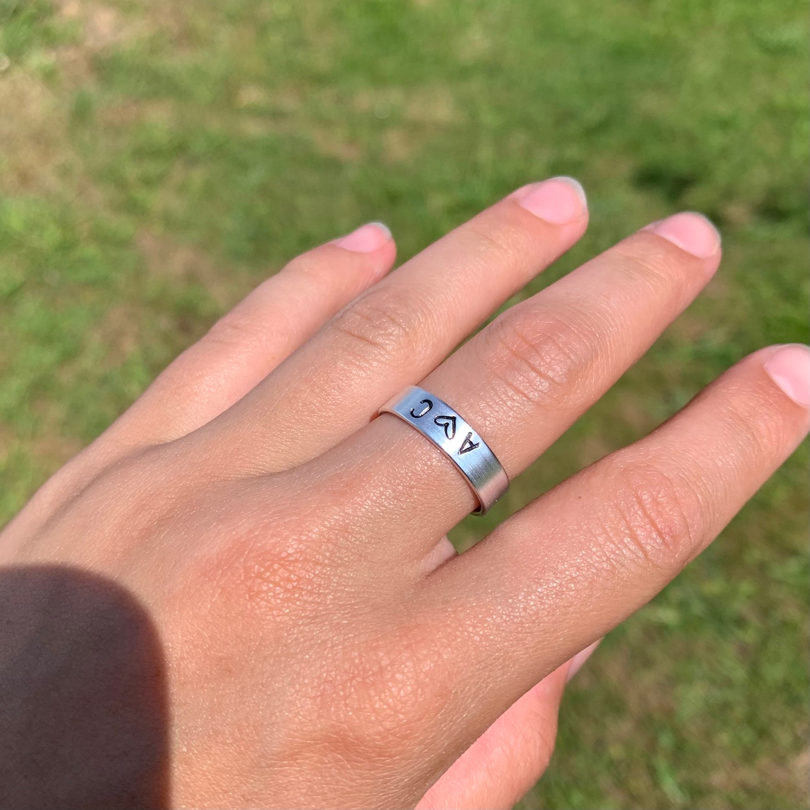 Initial ring Personalised initial couples rings with heart in | Etsy