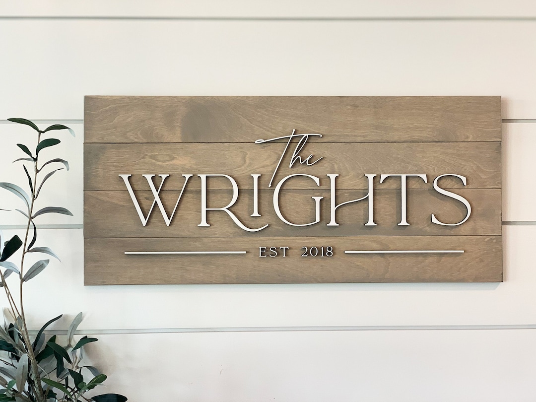 Personalized Wedding Date Sign, Rustic Newlywed Gift, Family Name Sign ...