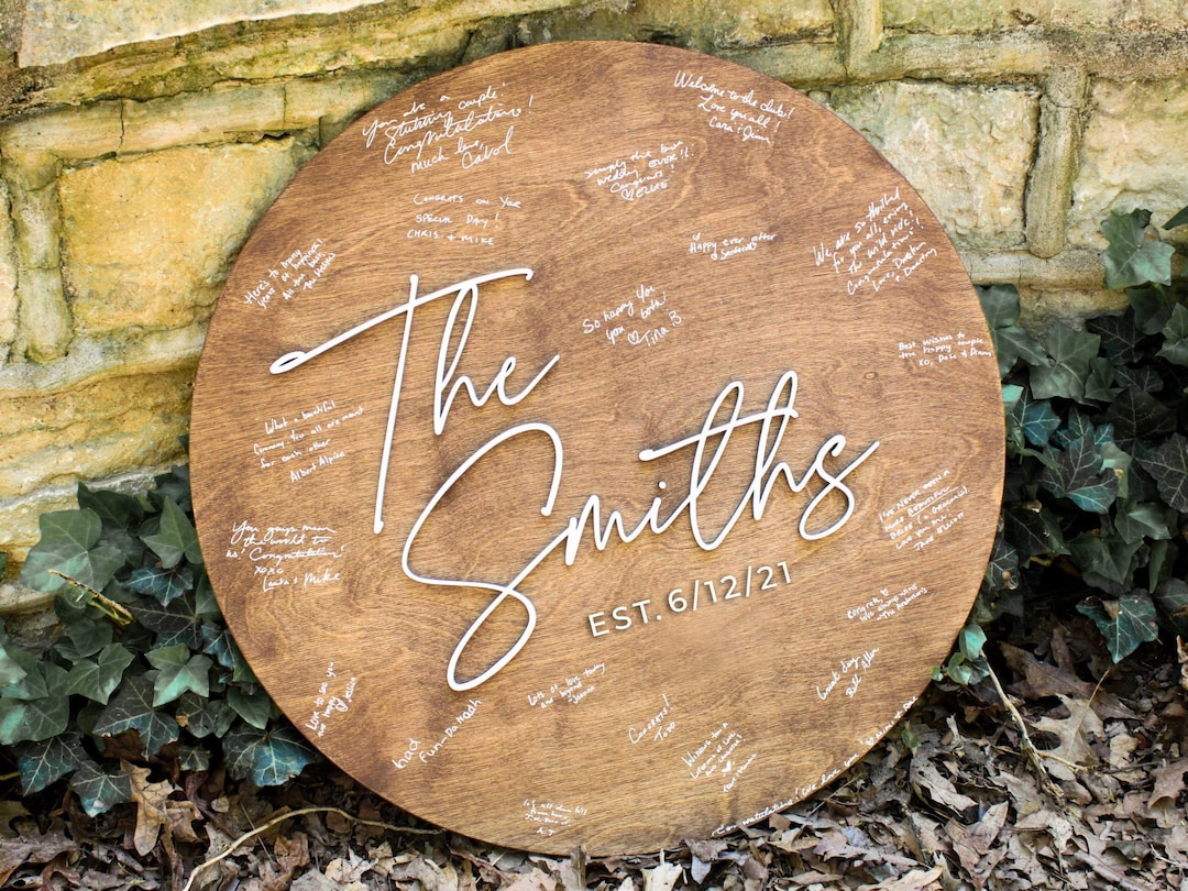 Rustic Wedding Guest Book Sign | Baltic Birch, Personalized Family Name ...