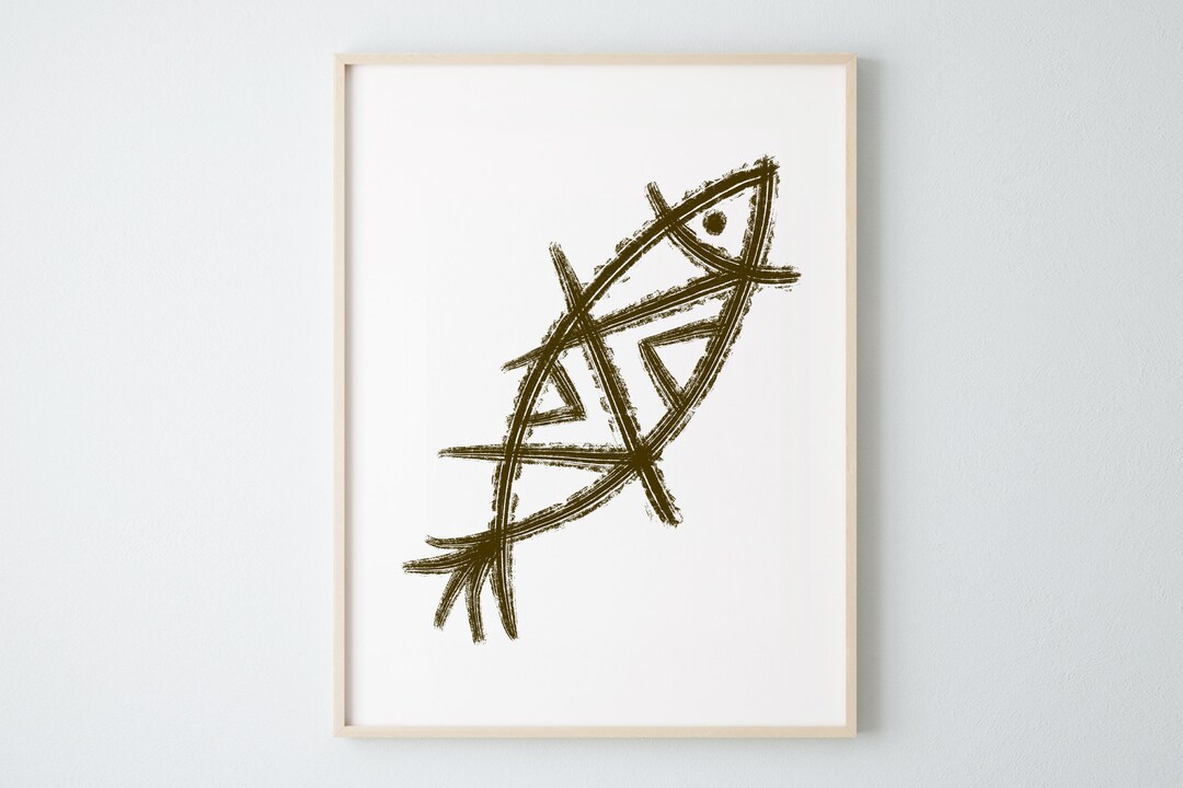 Fish Wall Art Brown Line Fish Fish Art Digitalwall - Etsy
