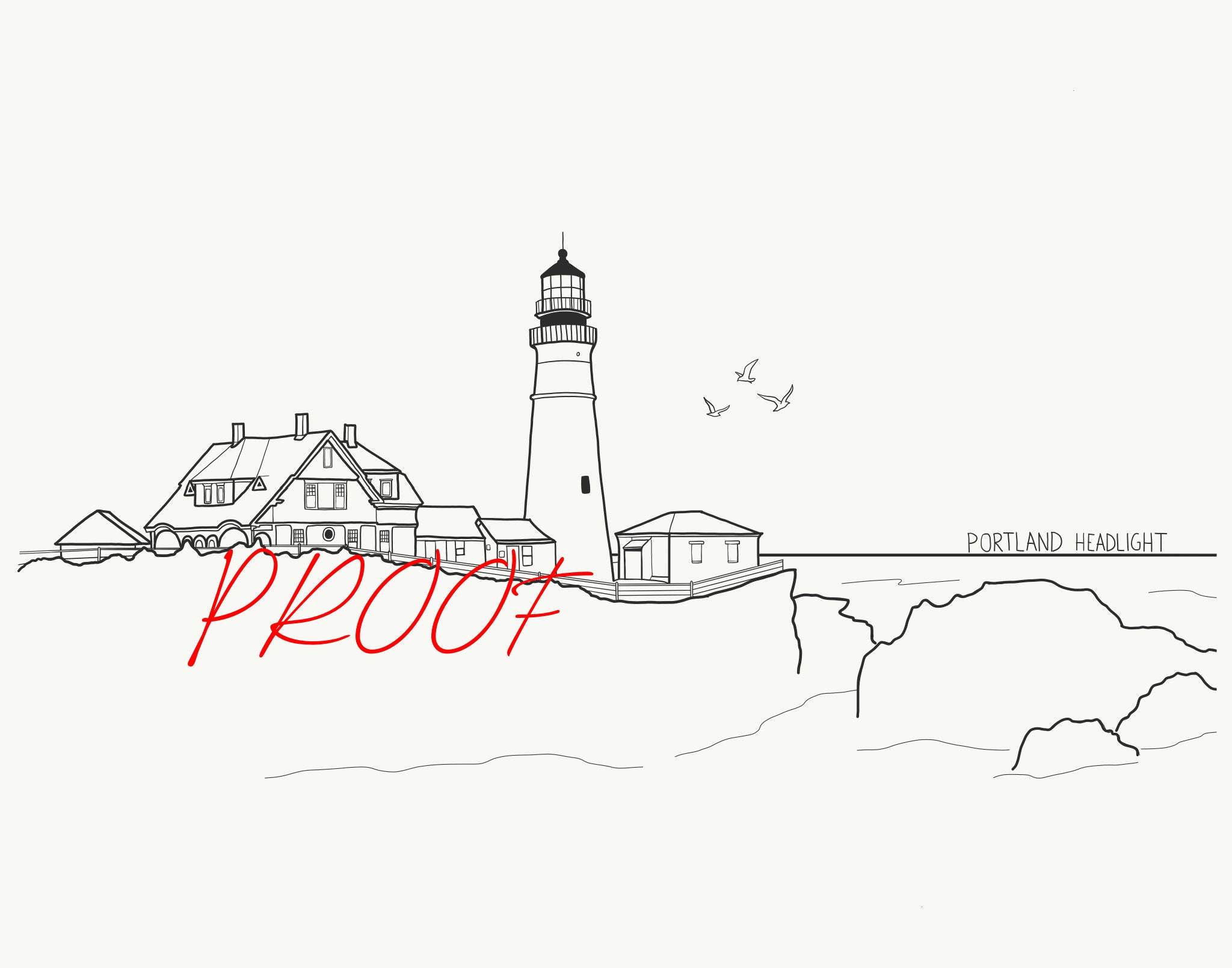 Portland Head Light Maine Lighthouse Minimalist Line Drawing Print ...