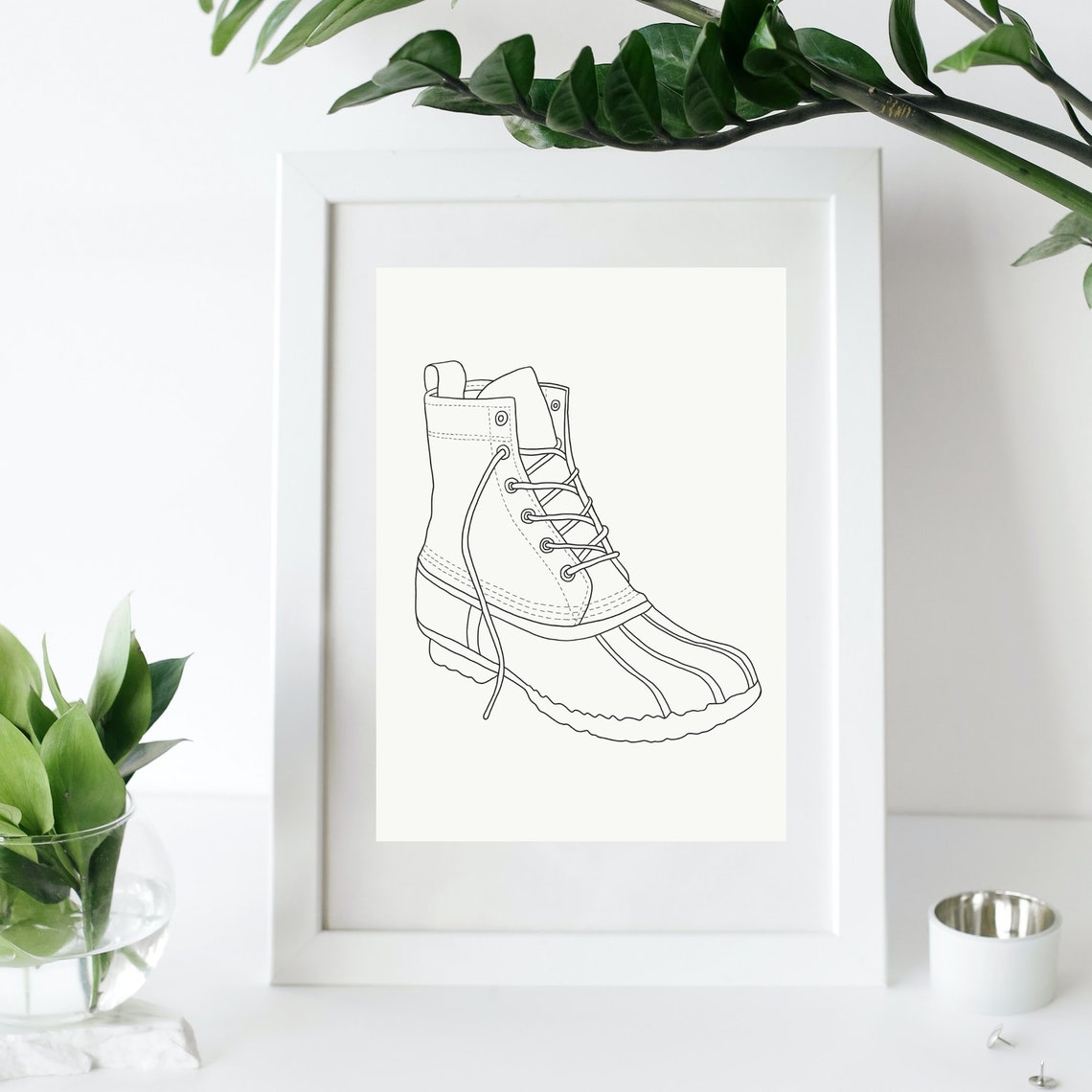 Boot Line Drawing -- Minimalist Black and White -- 5x7 or 8x10 Print - Etsy