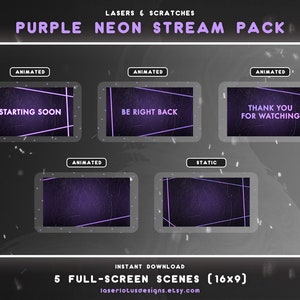 Neon Stream Overlay Package // Lasers & Scratches - Etsy