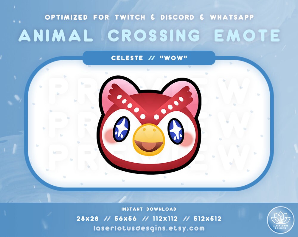 Celeste "wow" Emote for Twitch & Discord (animal Crossing: New Horizons ...