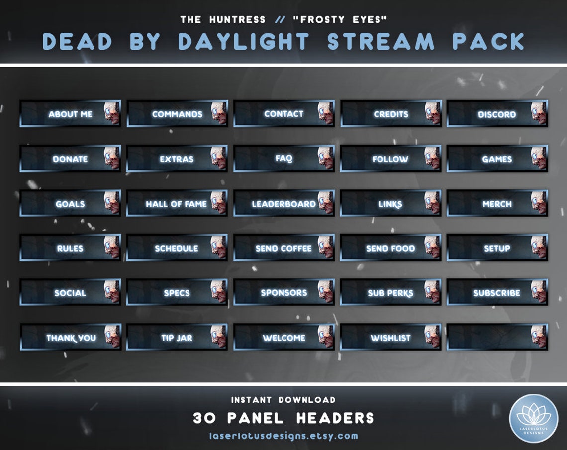Dead by Daylight // the Huntress – Stream Overlay Package (frosty Eyes ...
