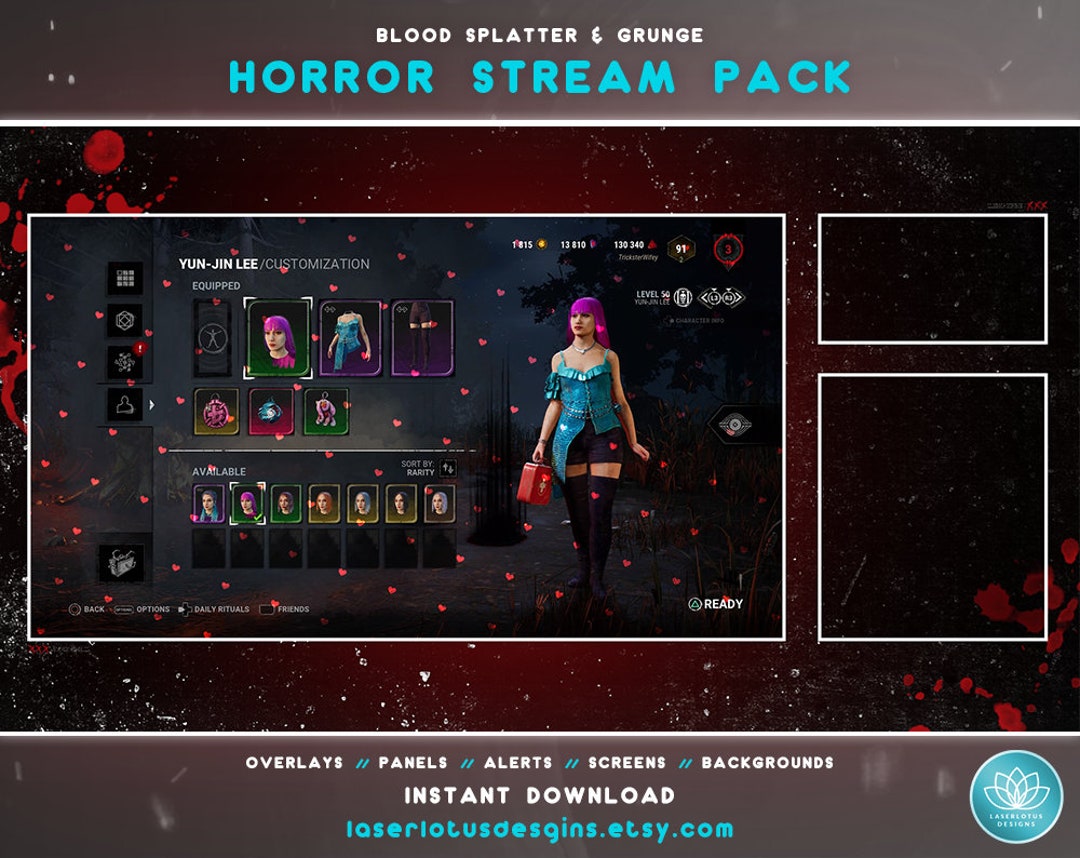 Horror Game Stream Overlay Package // Blood Splatter & Grunge - Etsy