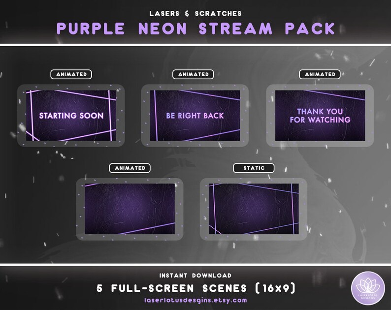 Neon Stream Overlay Package // Lasers & Scratches | Etsy