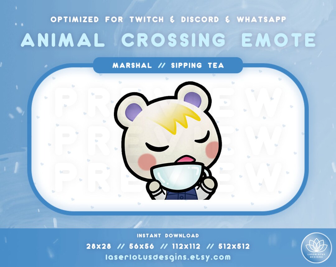 Marshal "sipping Tea" Emote for Twitch & Discord (animal Crossing: New ...