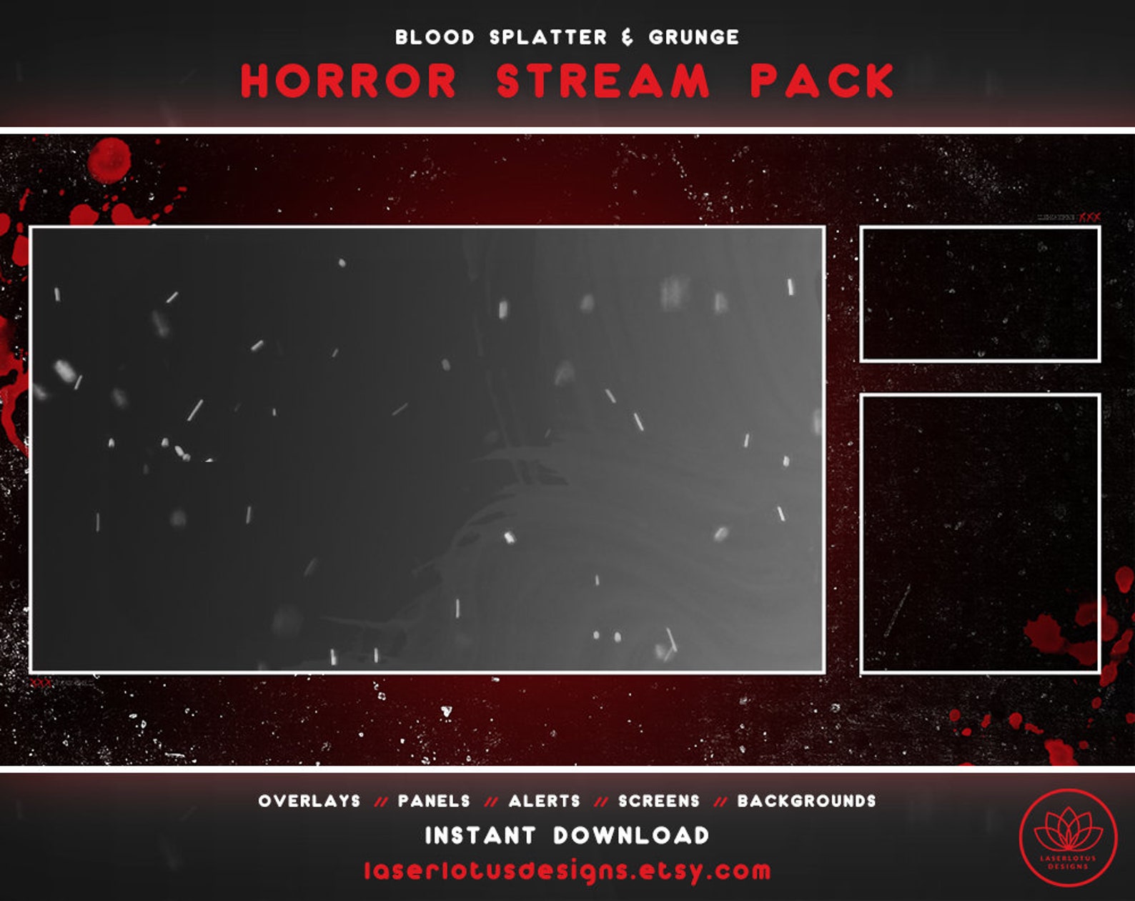 Horror Game Stream Overlay Package // Blood Splatter & Grunge (for Dead ...