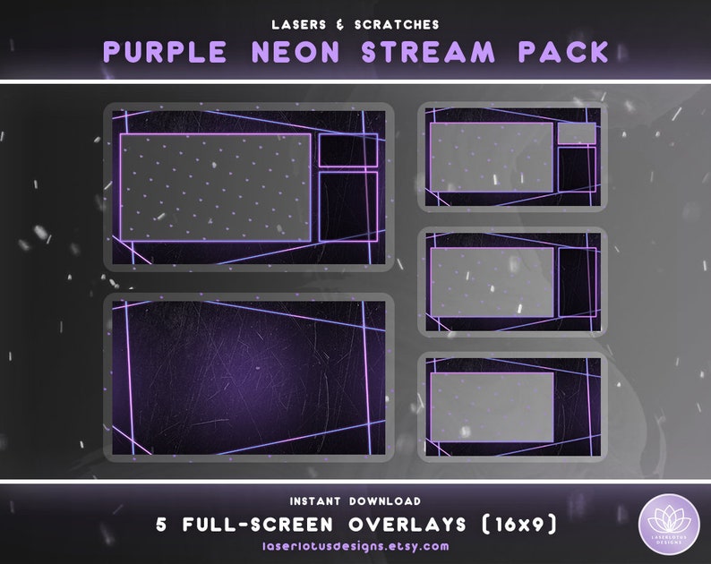 Neon Stream Overlay Package // Lasers & Scratches - Etsy