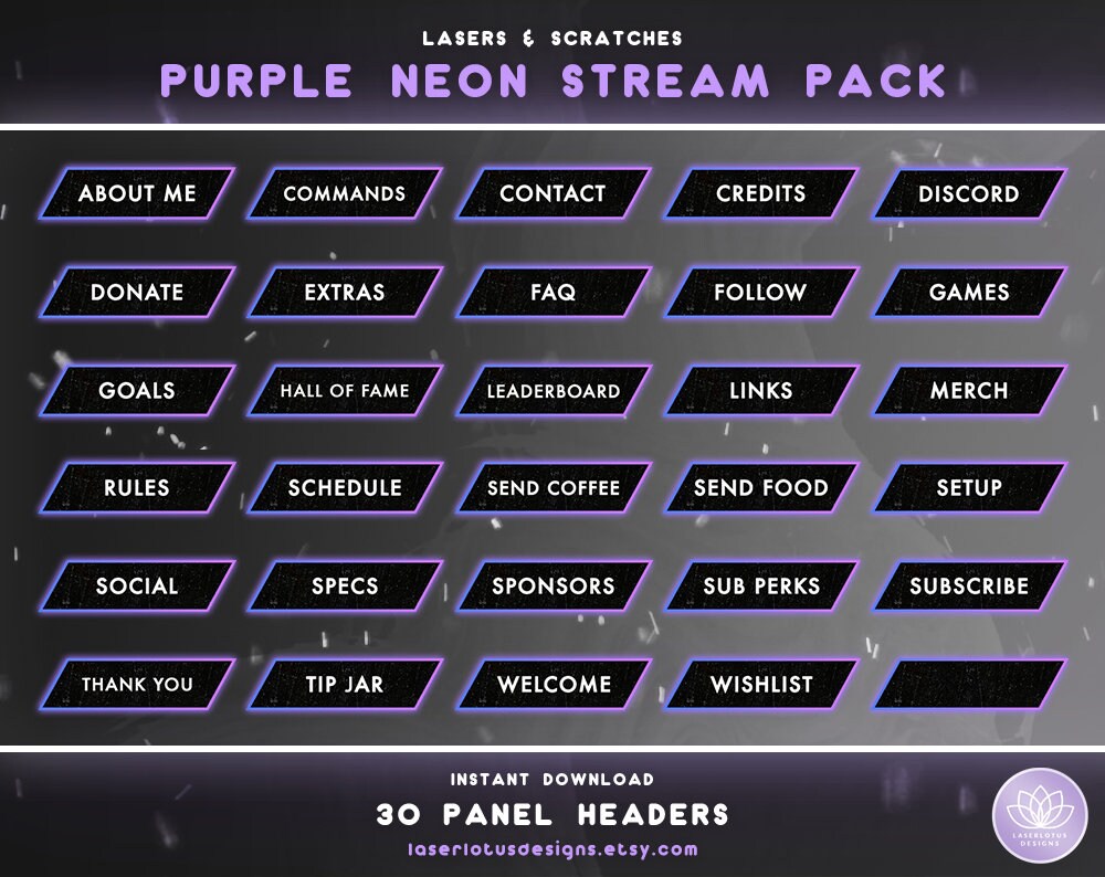 Neon Stream Overlay Package // Lasers & Scratches - Etsy
