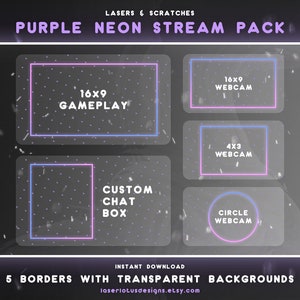 Neon Stream Overlay Package // Lasers & Scratches - Etsy